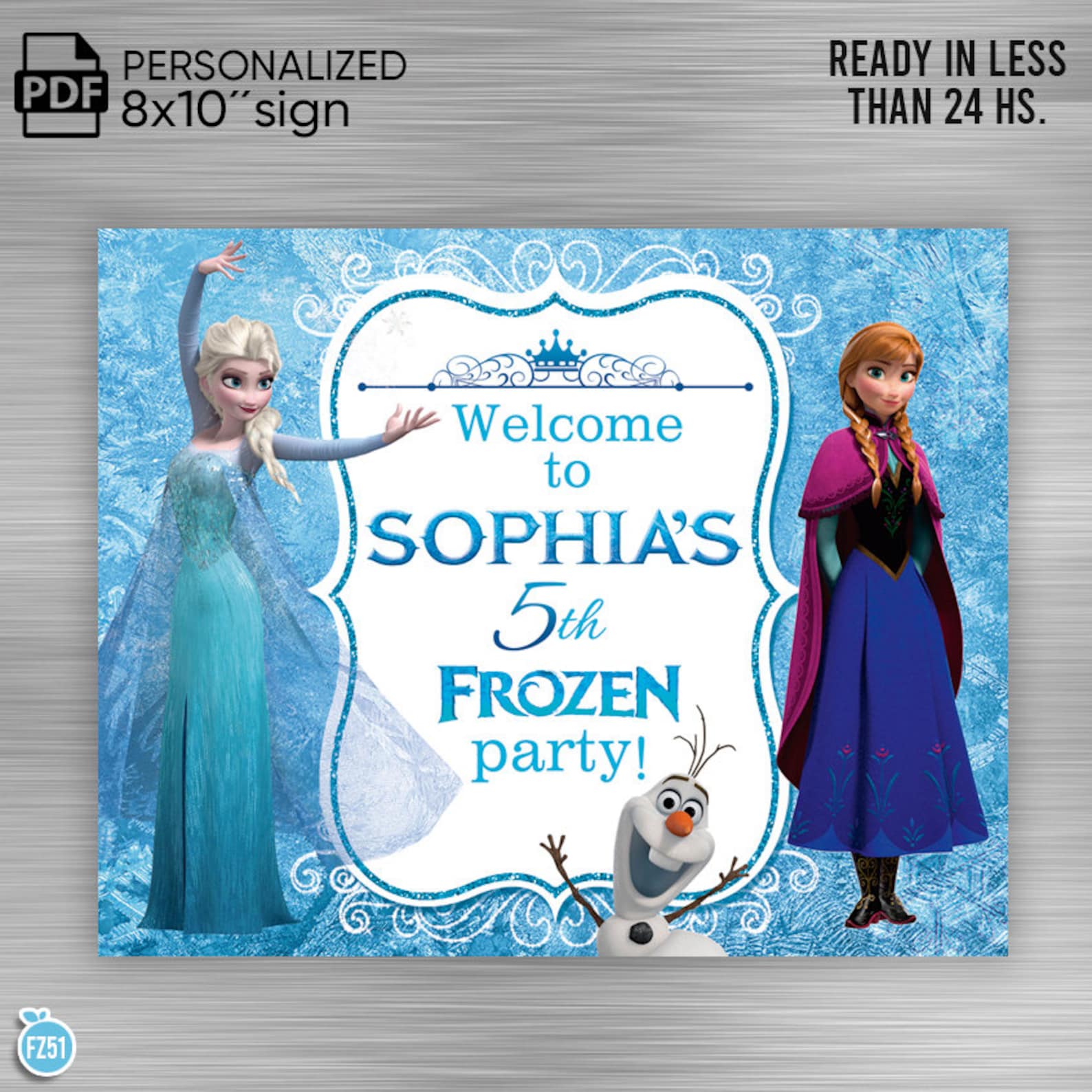 FROZEN Party Sign, Frozen Birthday Sign, Frozen Party Welcome Sign ...