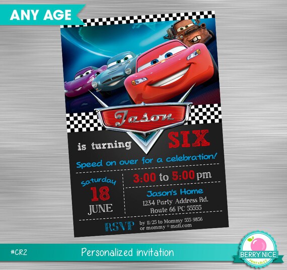 Cars Invitation DIY, Cars Printable Invitation, Cars Digital Invitation ...