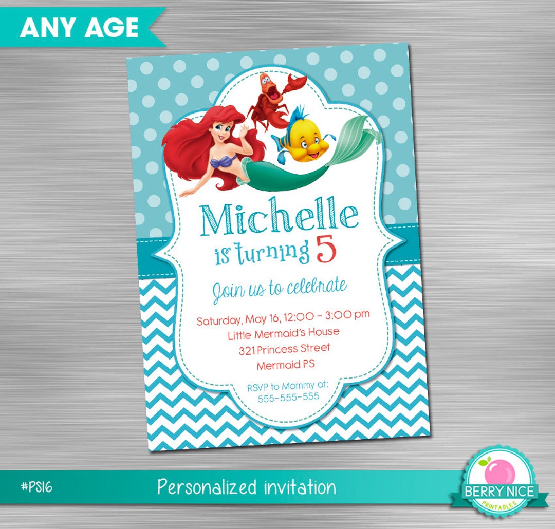 Little Mermaid Invitation, Little Mermaid Birthday, Little Mermaid ...
