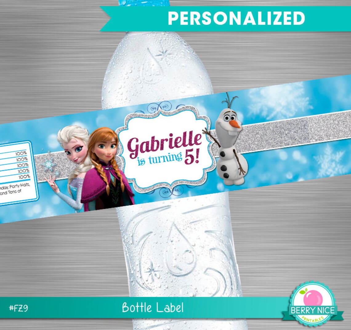 FROZEN Water Bottle Label Frozen Party Package Frozen - Etsy