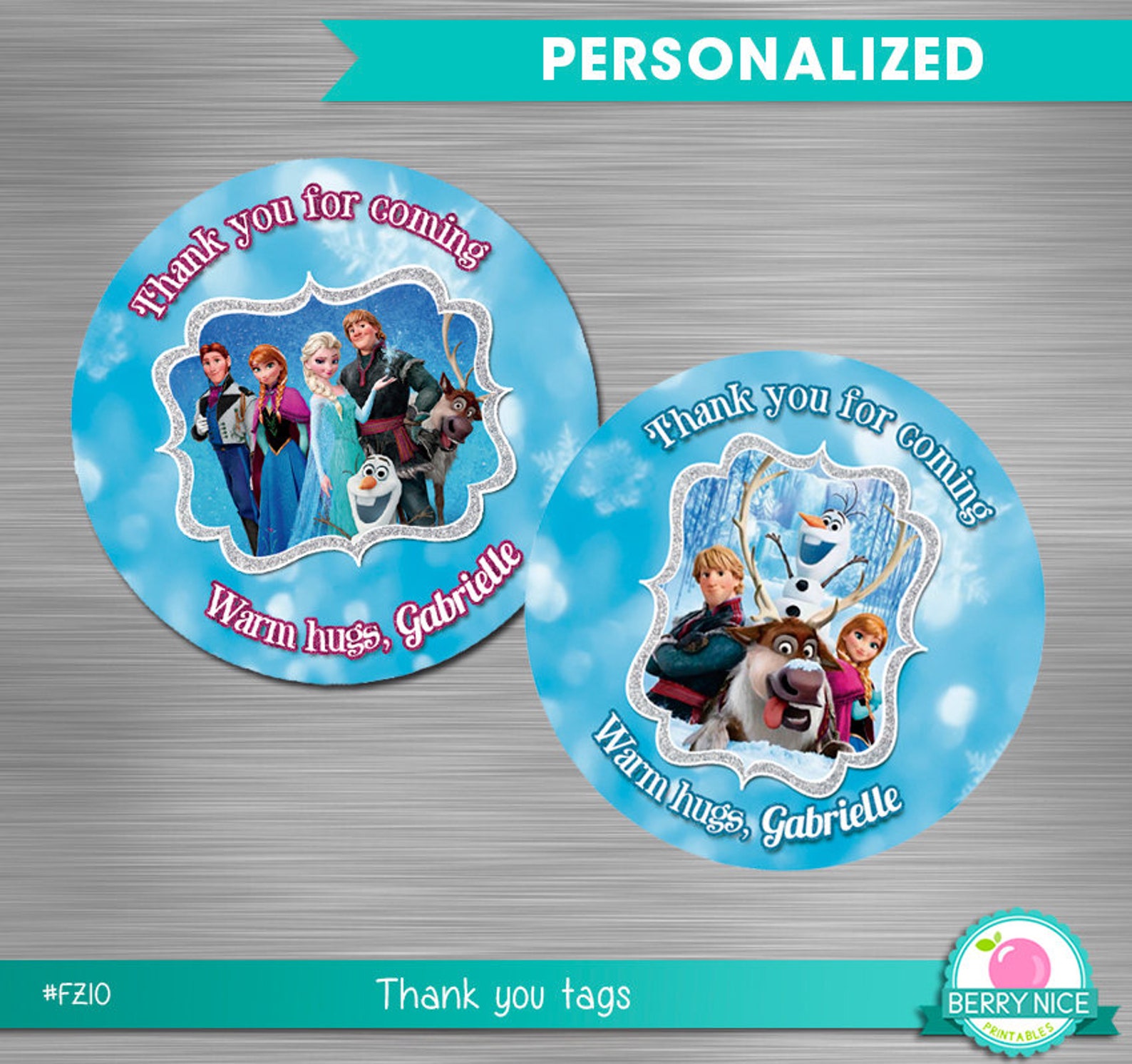 FROZEN Thank You Tags Frozen Birthday Frozen Printable Party | Etsy