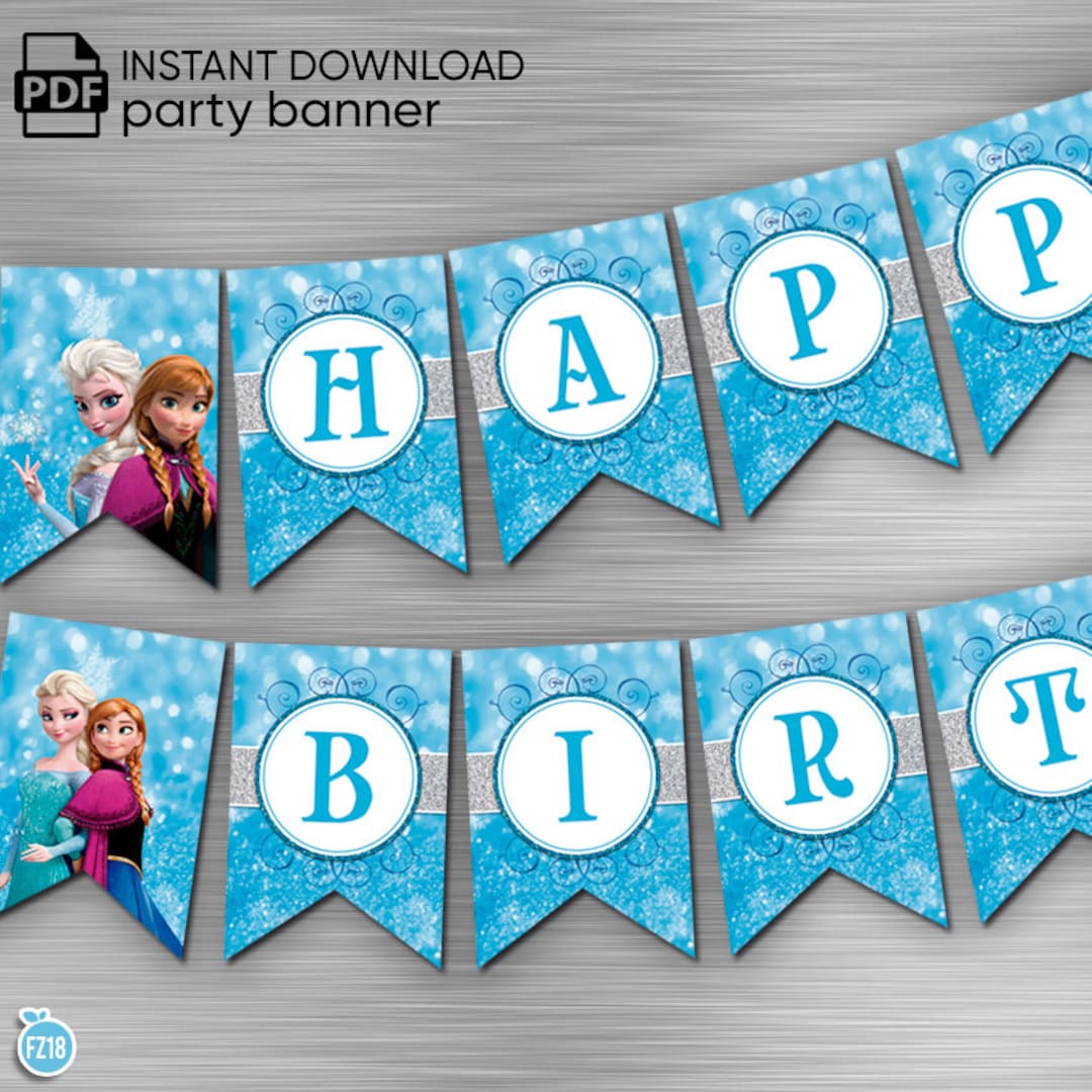 INSTANT DOWNLOAD Frozen Banner, Frozen Princess Party Banner, Frozen ...