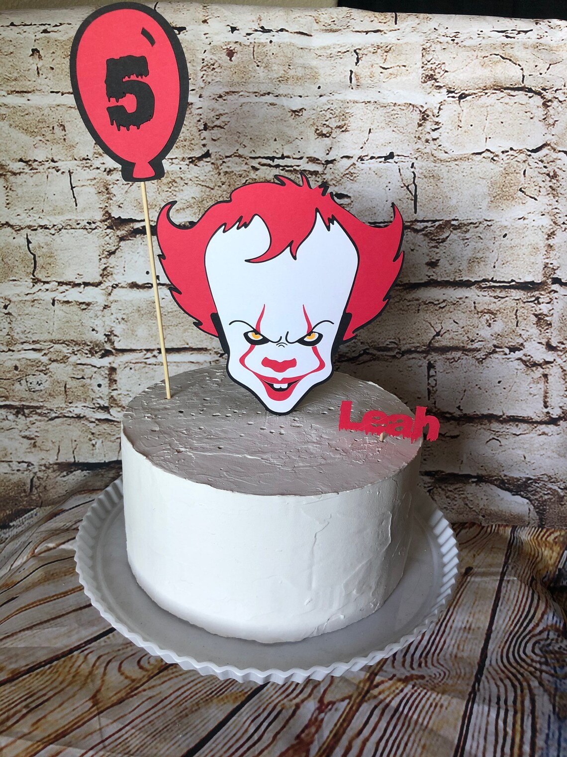 Custom Pennywise inspired cake topper with name & age / horror | Etsy