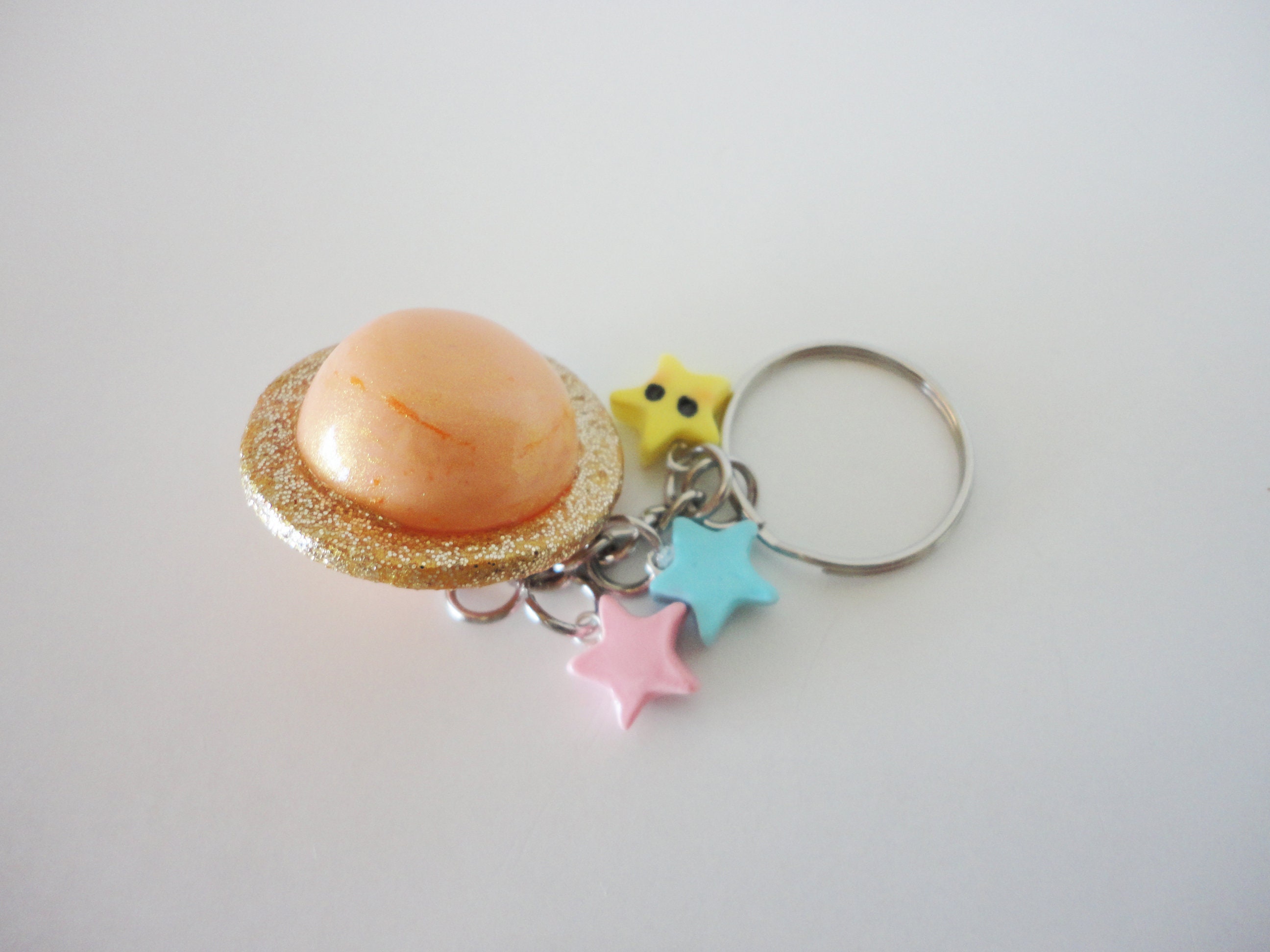 Cute Saturn and Stars Keychain - Etsy