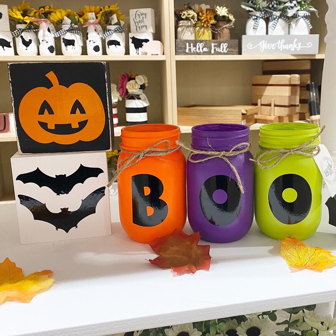 Boo Mason Jars Halloween Mason Jars Halloween Decor Trick - Etsy