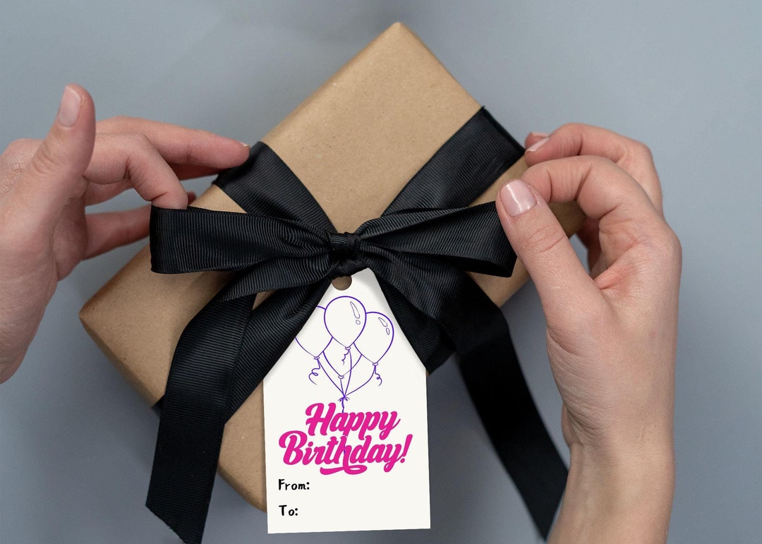 Birthday Balloons Printable Editable Gift Tags, Instant Download PDF ...