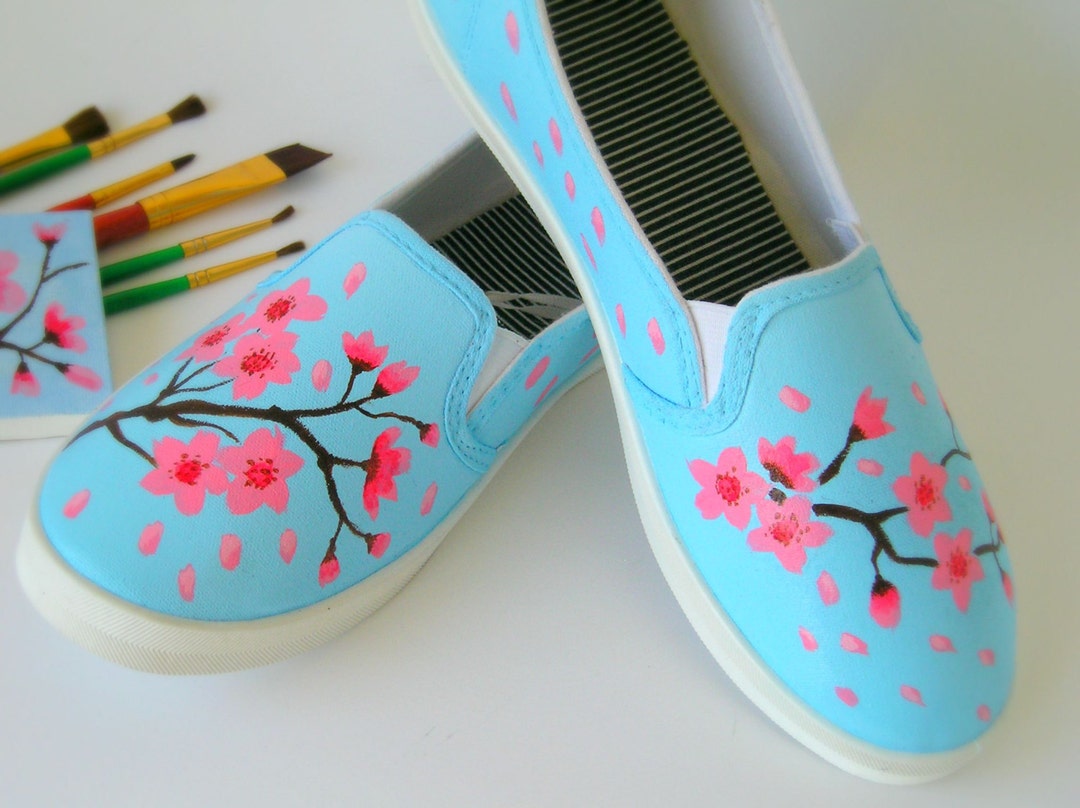 Hand-painted Cherry Blossom Shoes: Sakura Sneakers - Etsy