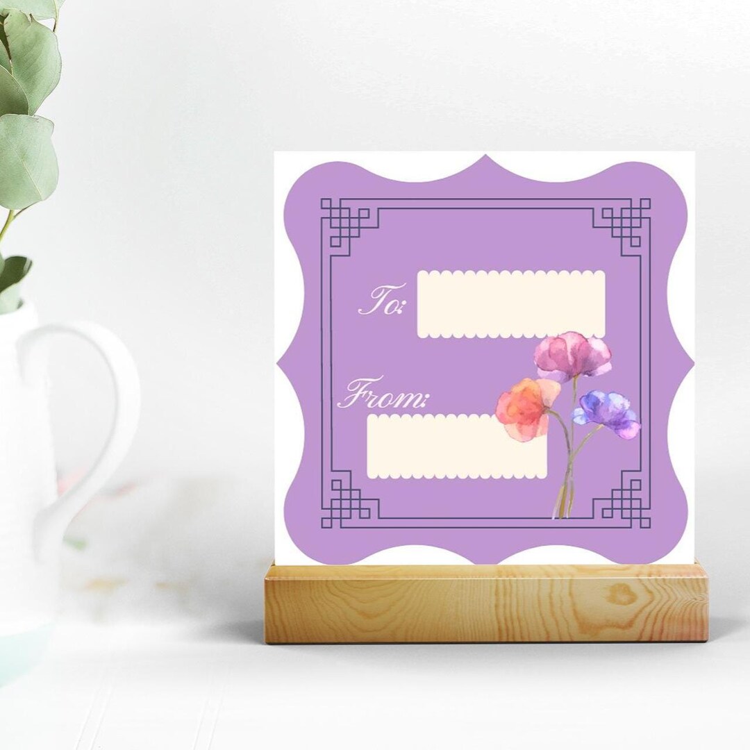 Printable Purple Floral Gift Tags: Editable PDF Template (instant ...