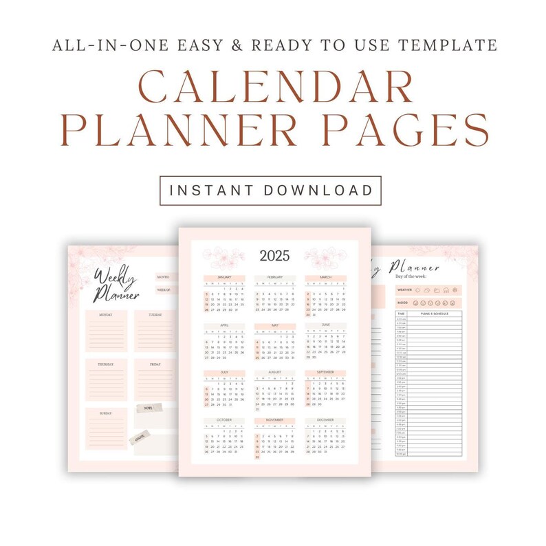 2025 Calendar Planner Bundle: Printable Weekly, Daily, Monthly Calendar ...