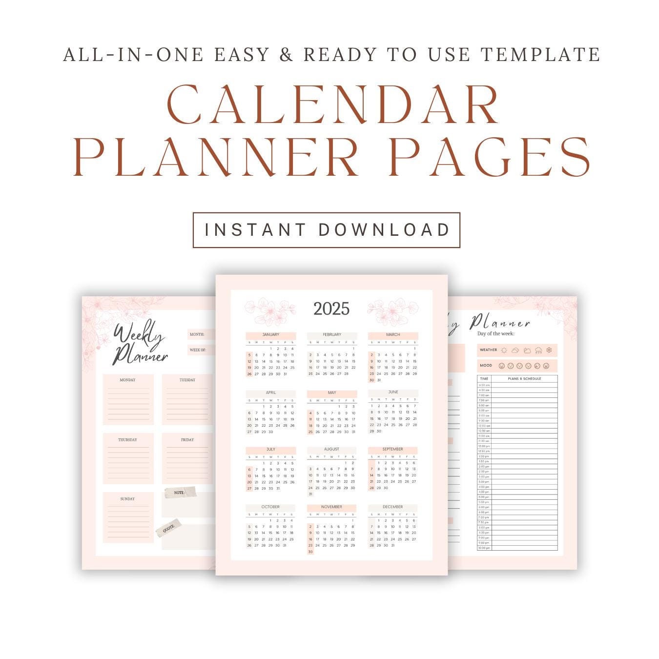 2025 Calendar Planner Bundle: Printable Weekly, Daily, Monthly Calendar ...