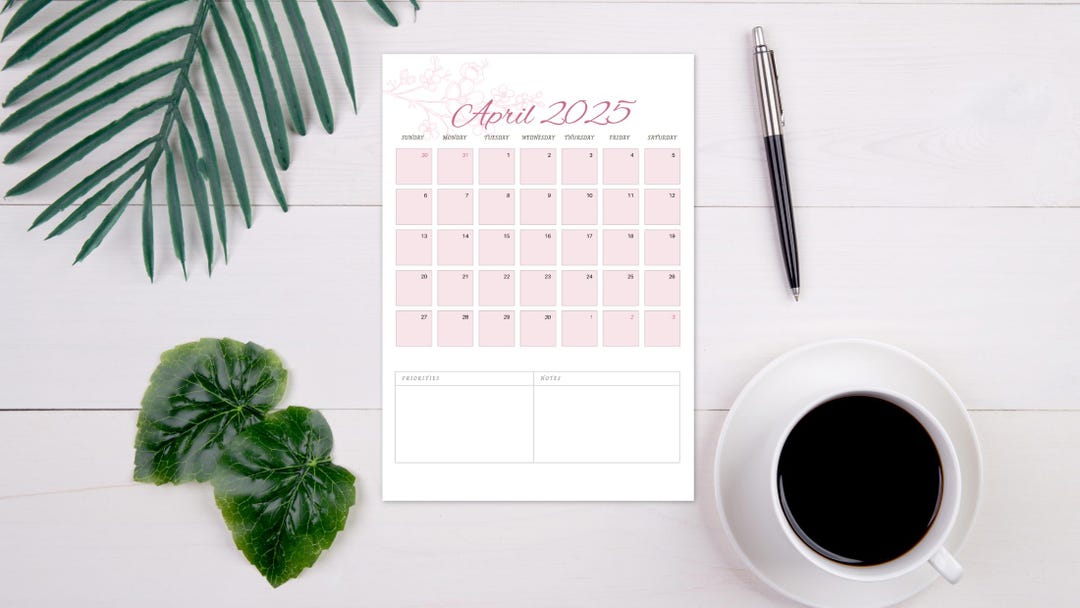2025 Floral Calendar Planner: Pink & White Printable Design (PDF) - Etsy