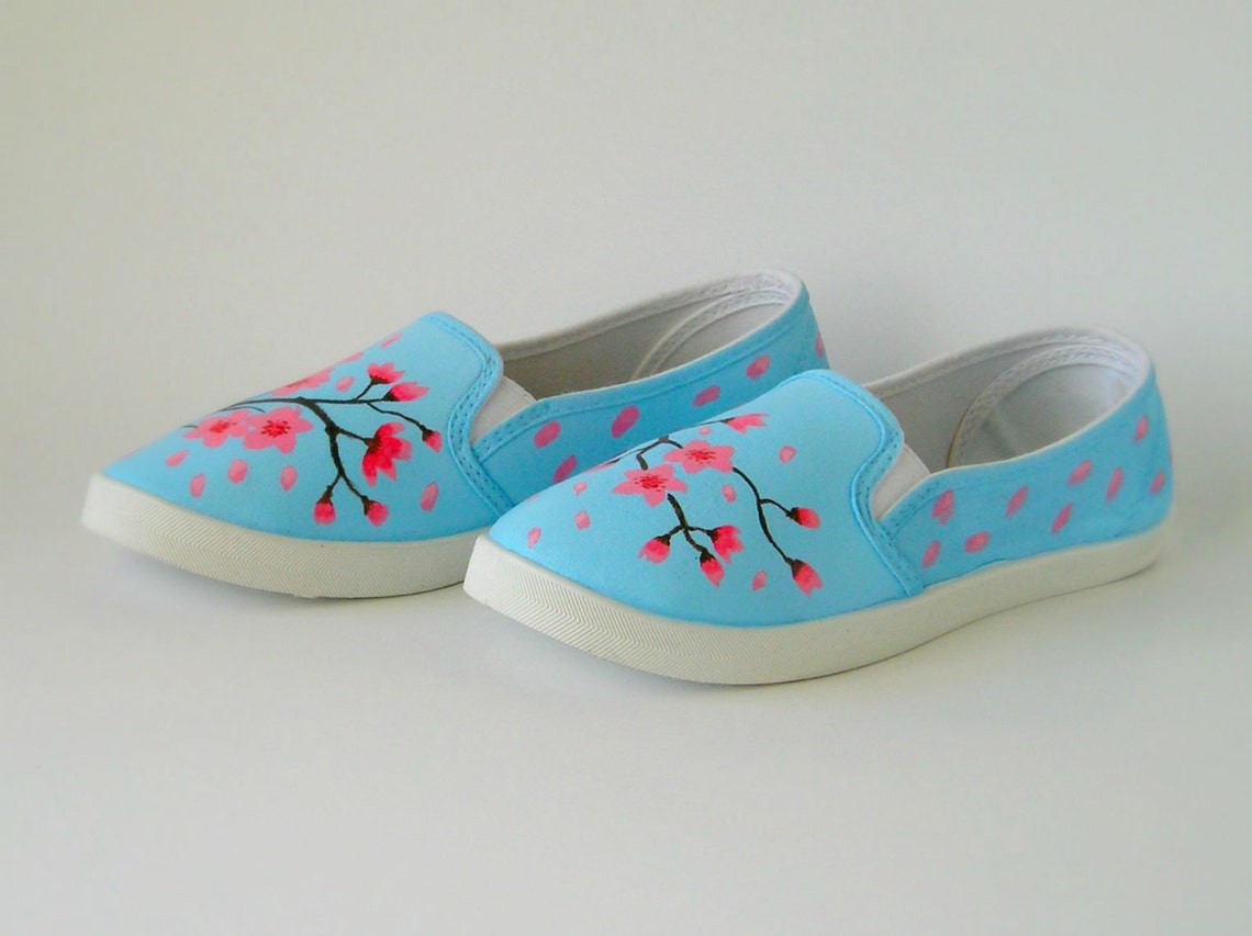 Hand-painted Cherry Blossom Shoes: Sakura Sneakers - Etsy