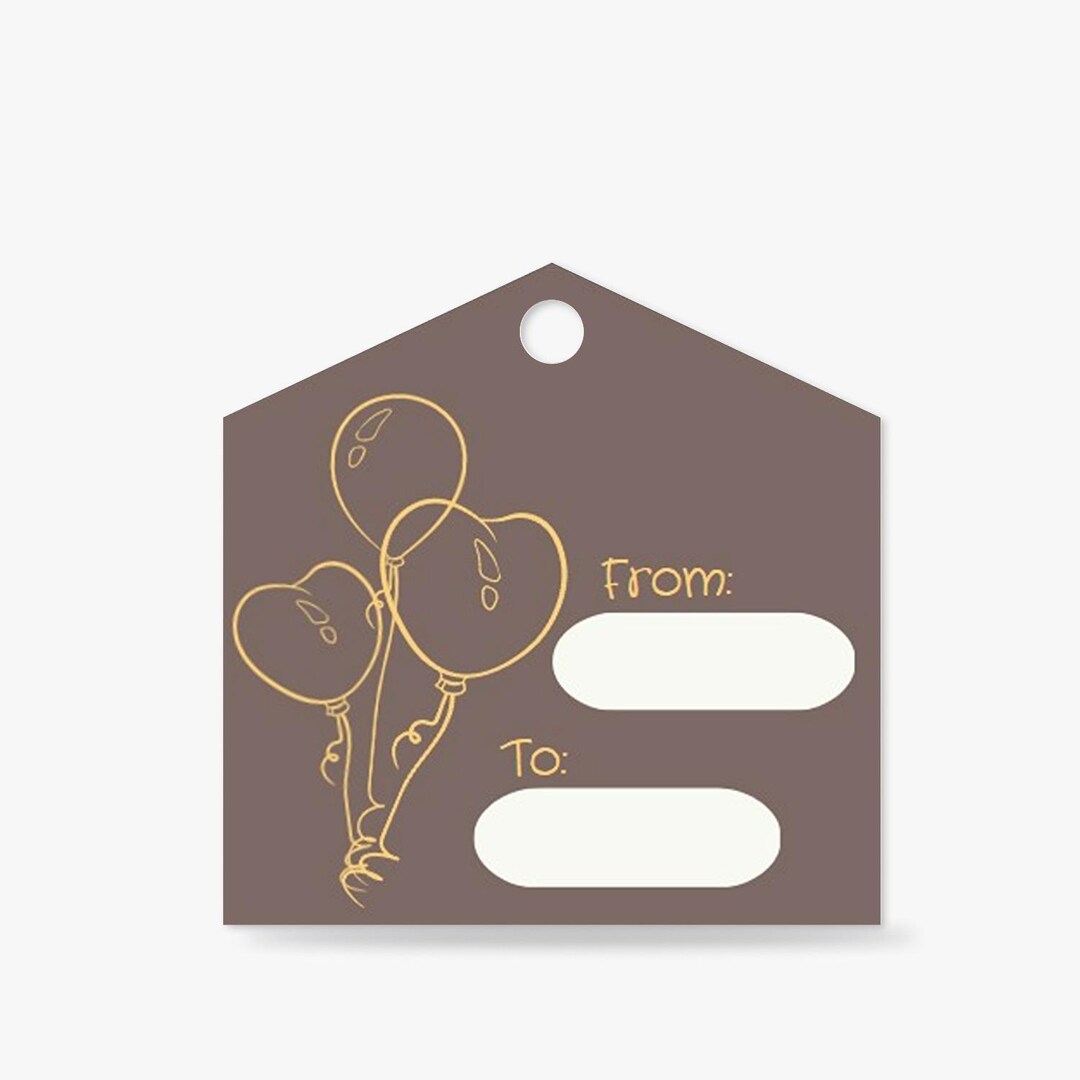 Printable Balloon Gift Tags: Editable Brown Tags (PDF) - Etsy