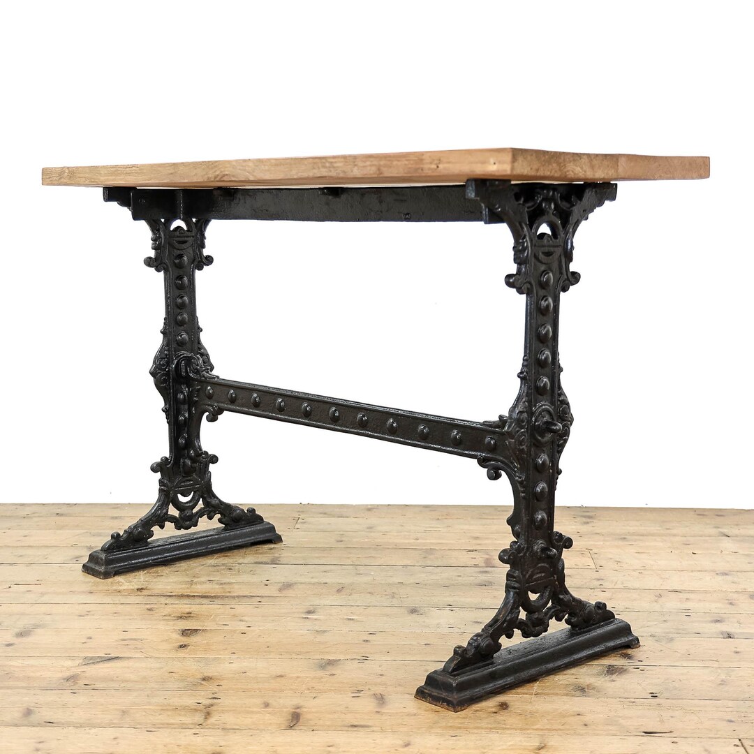 Antique Cast Iron Table | Antique Furniture | Oak Topped Table | Pub ...