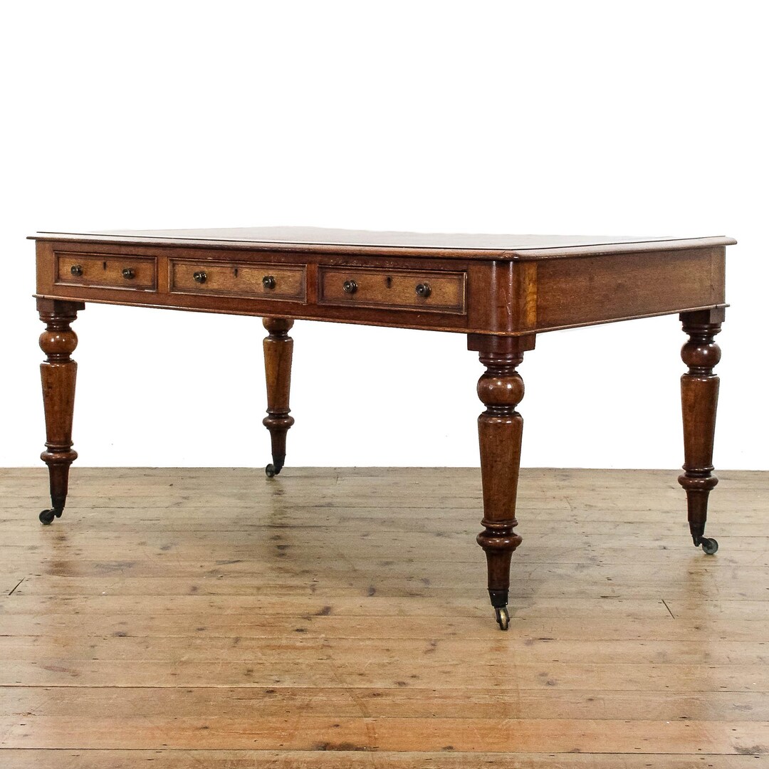 Antique Victorian Oak Library Table Desk | Antique Desk | Office ...