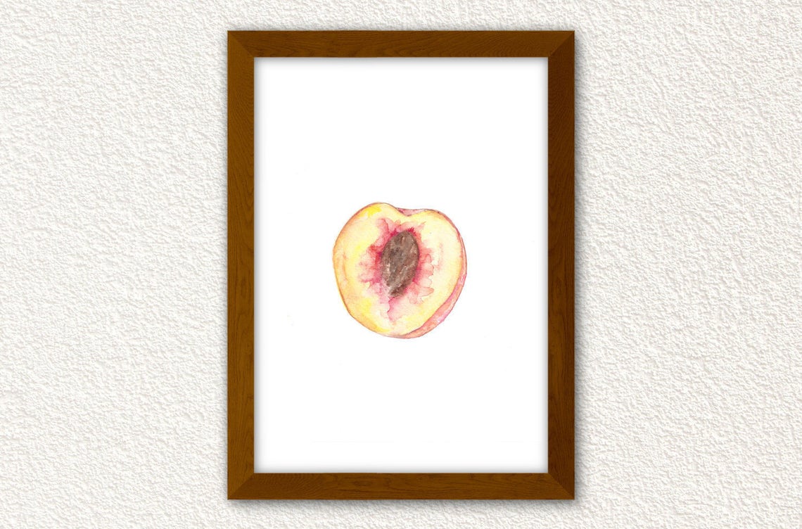Peach Watercolor Print. Kitchen Decor. Digital Download - Etsy