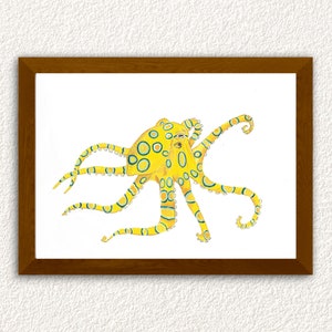 Blue Ringed Octopus. Blue Ringed Octopus Print. Watercolor Print ...