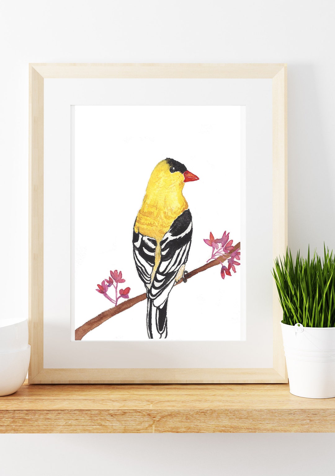 Finch Watercolor Print. Digital Download - Etsy