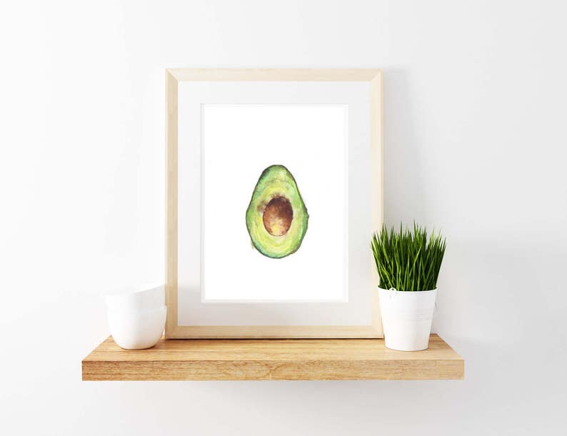Avocado Watercolor Print. Avocado Print. Kitchen Decor. Digital ...