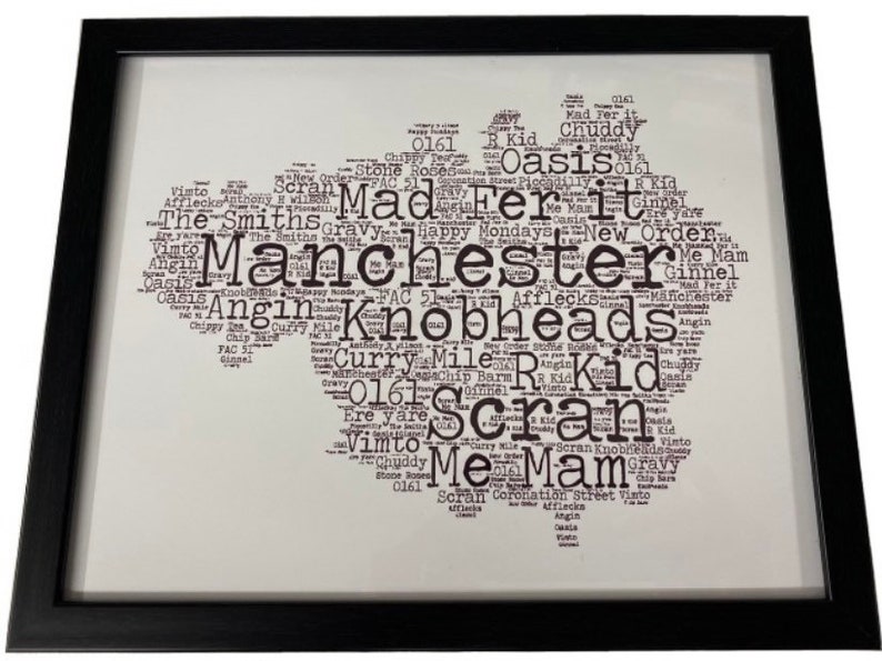 Manchester Mancunian Manc Mcr Word Art Word Cloud One Love Bespoke ...