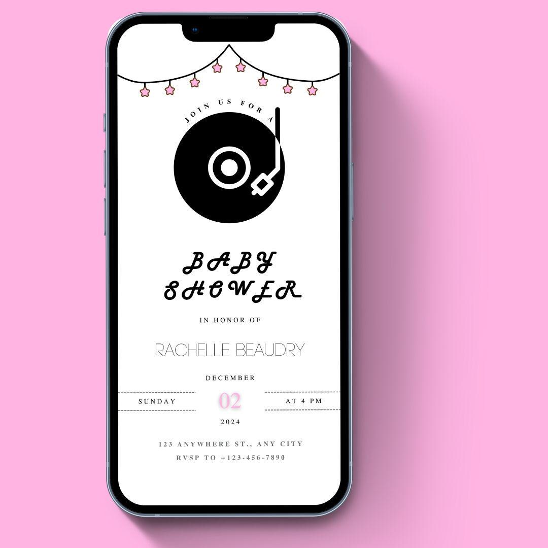Baby Girl Vinyl Record Invitation Baby Shower Vinyl Record Digital ...