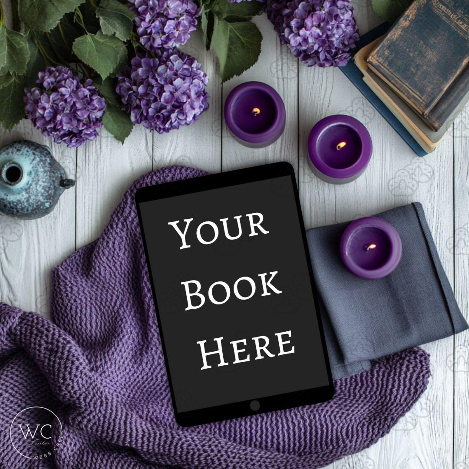 Purple Aesthetic Mockup 7 Bookstagram Purple Ebook Mockup iPad Canva ...