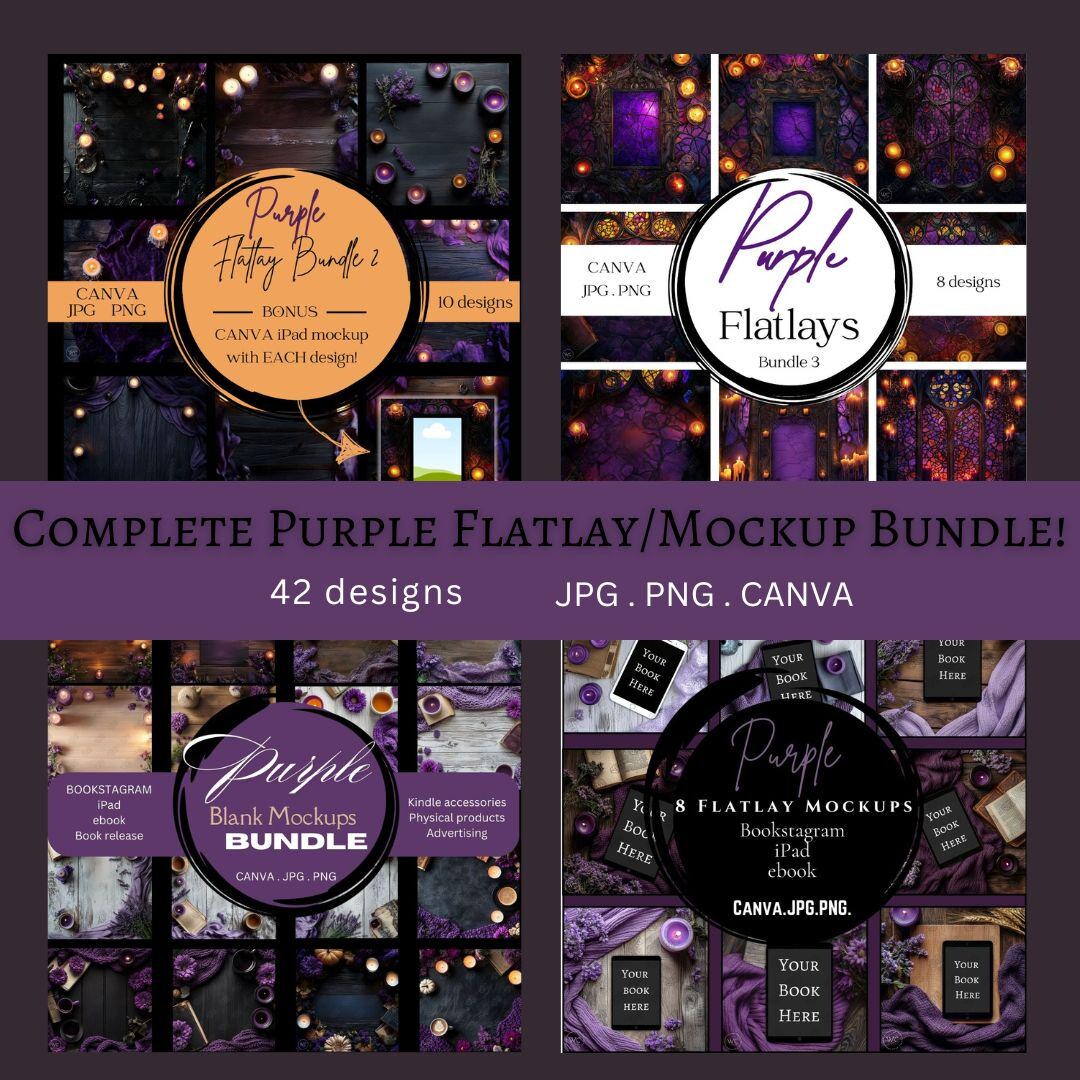 Purple Aesthetic Flatlay Bookstagram Complete Bundle | Purple Ebook ...
