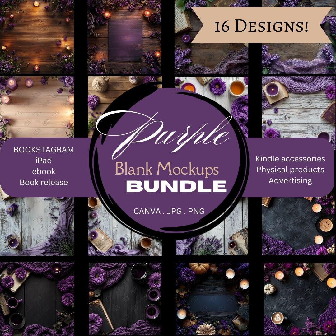 Purple Aesthetic Mockup Bundle Bookstagram Purple Ebook Mockup iPad ...