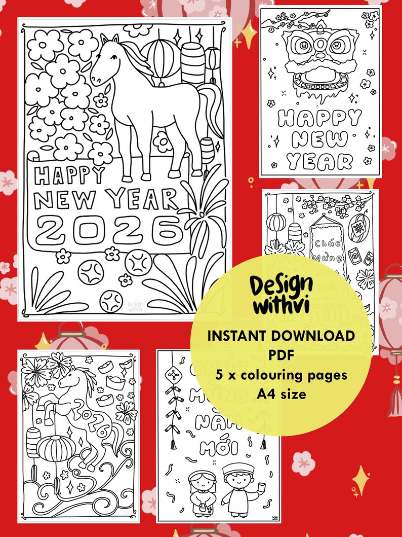 Year of the Horse Colouring Pages: Chinese Lunar New Year (PDF Download ...