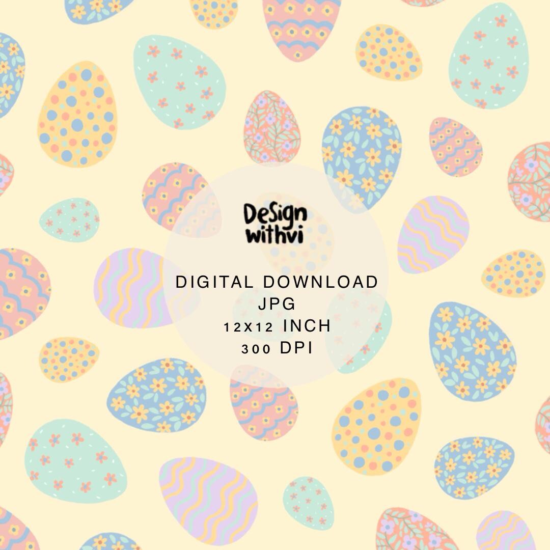 Pastel Easter Egg Digital Download | Seamless Pattern With Floral Eggs ...