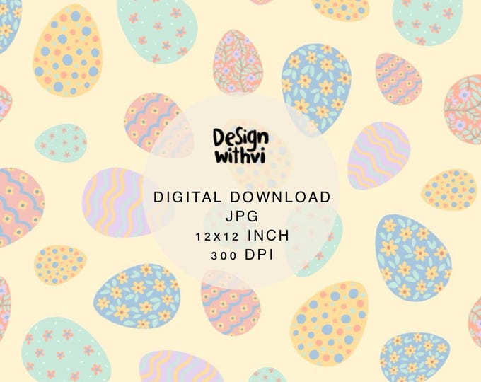 Peach Easter Egg Digital Paper, Seamless Floral Patterns (digital ...