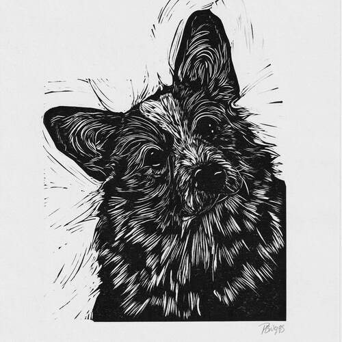 Labrador Puppy //original Linocut Print Dog Pet Portrait - Etsy