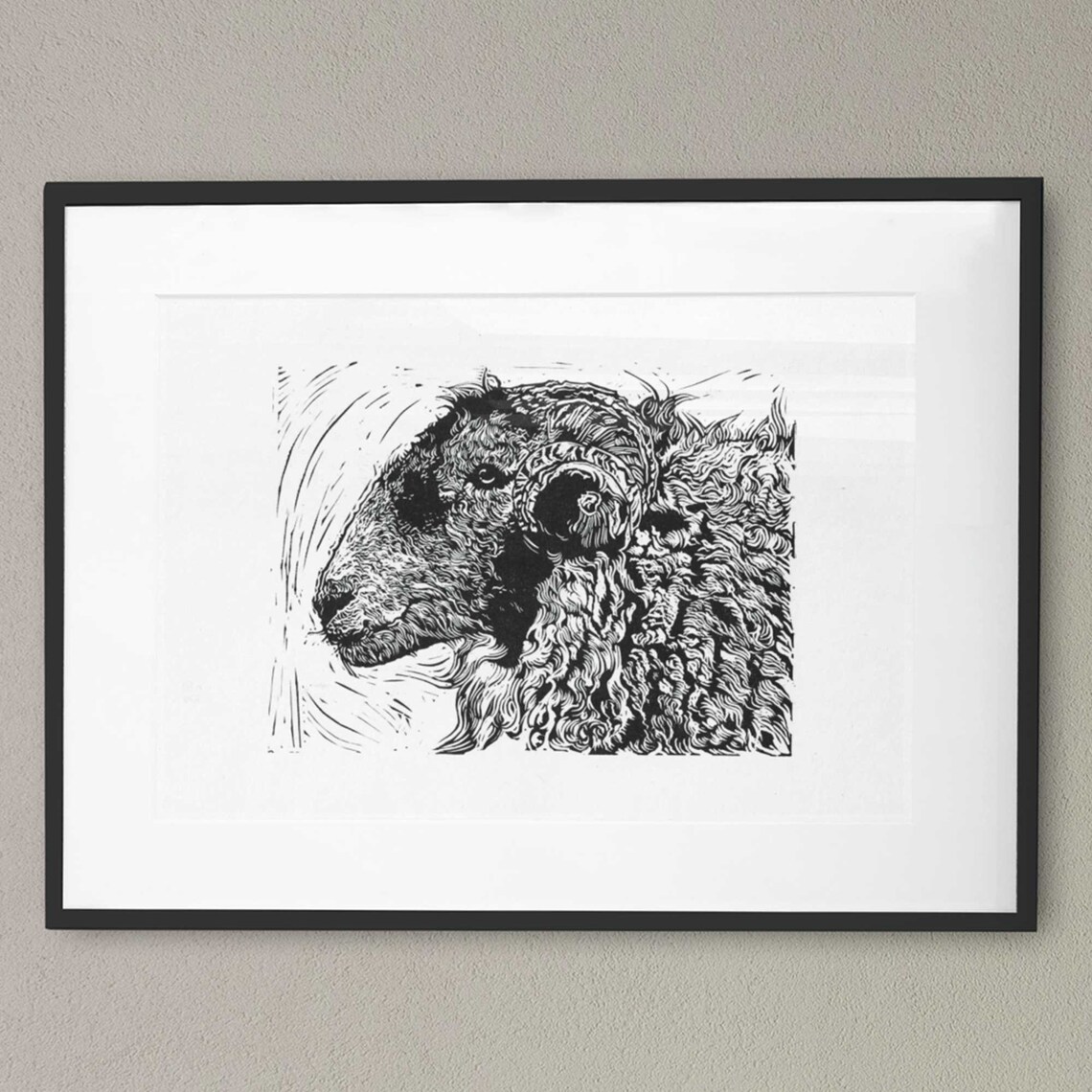 Sheep //original A4 Linocut Print Wildlife Farm Animal | Etsy