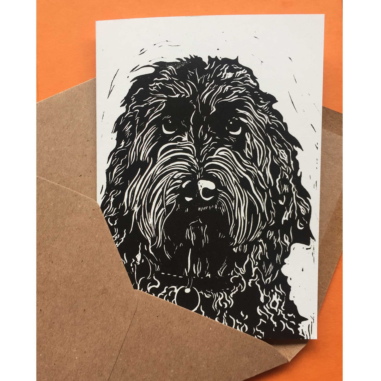 Cockapoo card// Original illustration handprinted linocut | Etsy