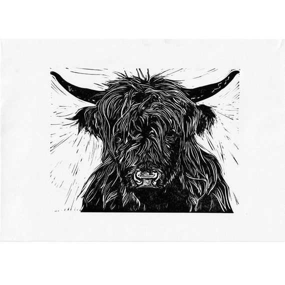 Wood & Linocut Prints Art & Collectibles Original Linocut Print Black ...