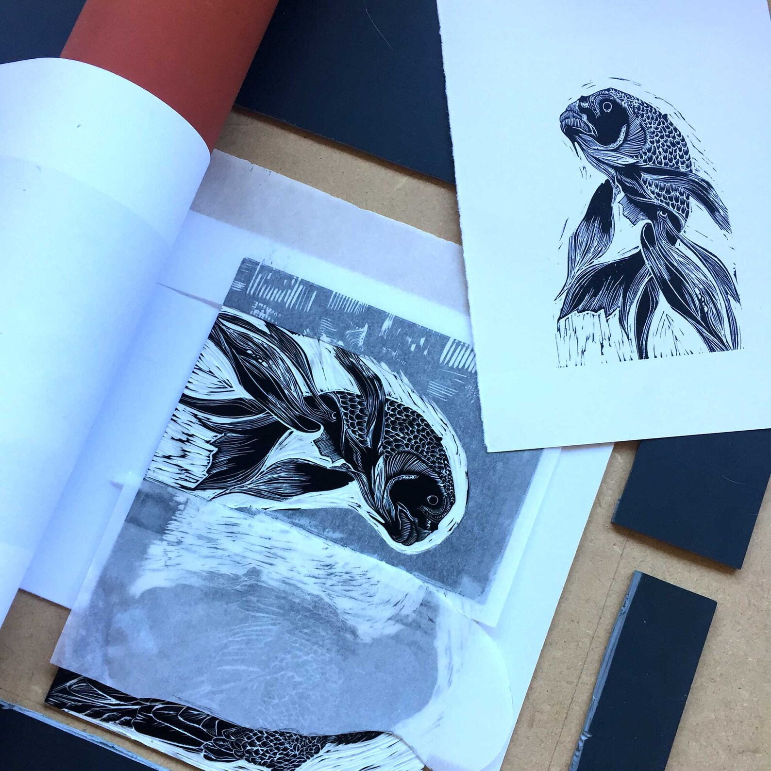 Fish // Original hand carved engraving handprinted quality | Etsy