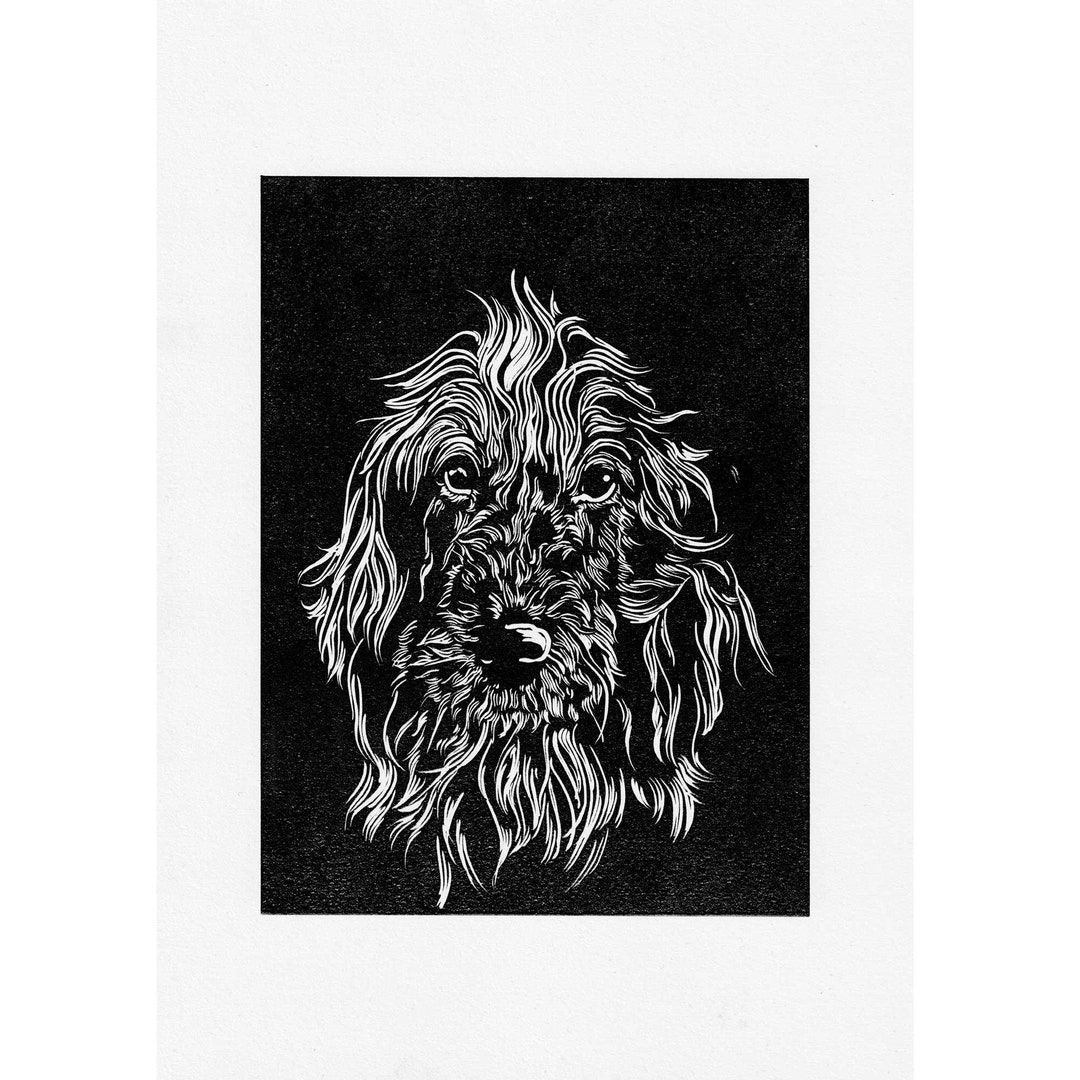 Cocker Spaniel // Original A4 Linocut Print, Dog, Pet Portrait ...