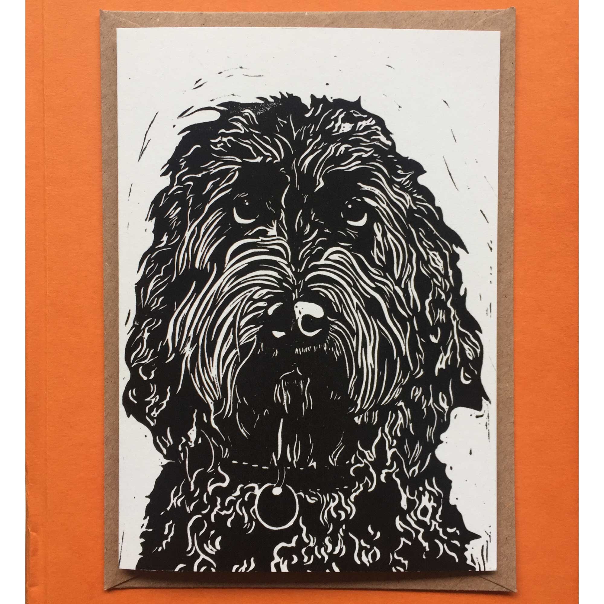 Cockapoo card// Original illustration handprinted linocut | Etsy