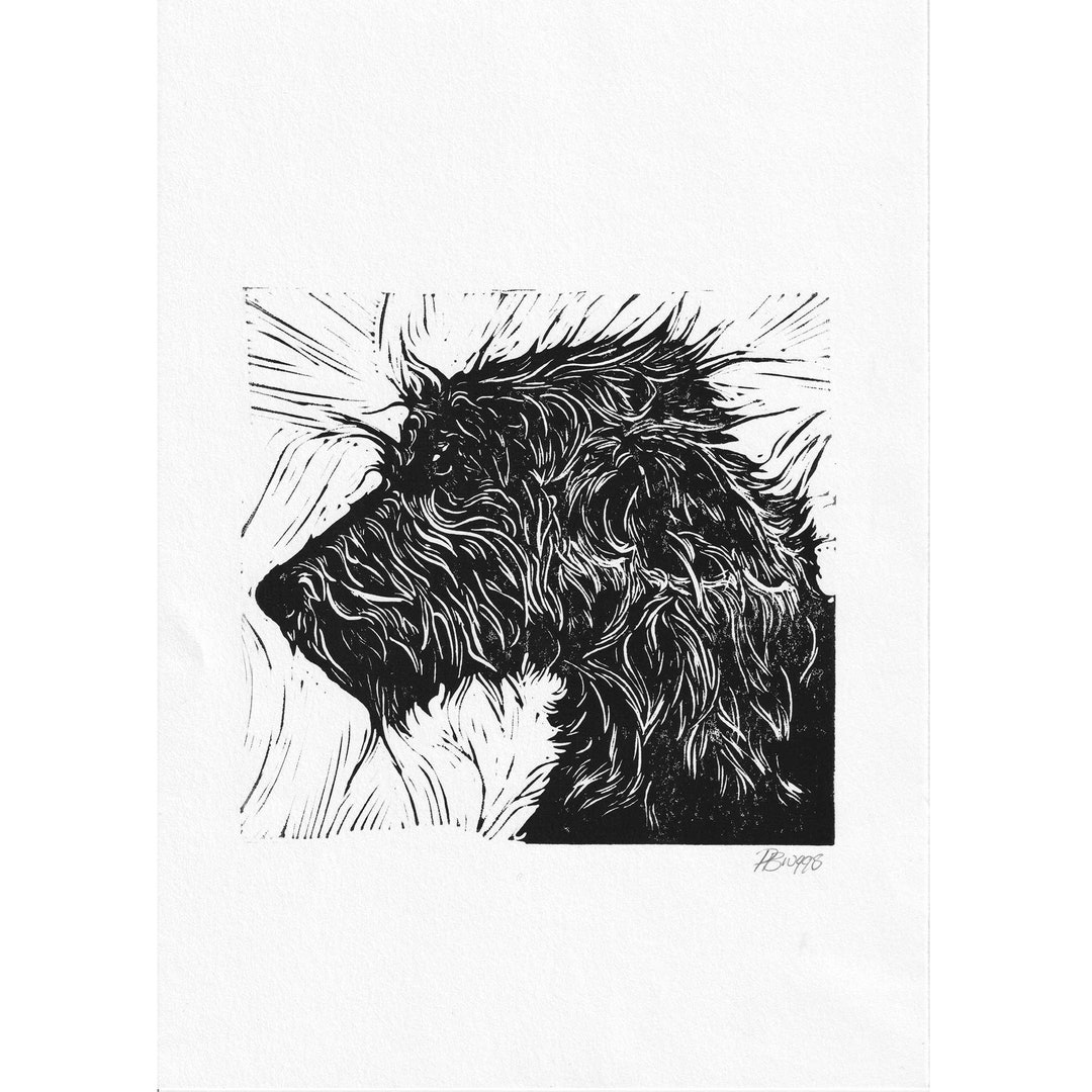Irish Wolfhound Linocut Print: Hand-printed Dog Portrait - Etsy