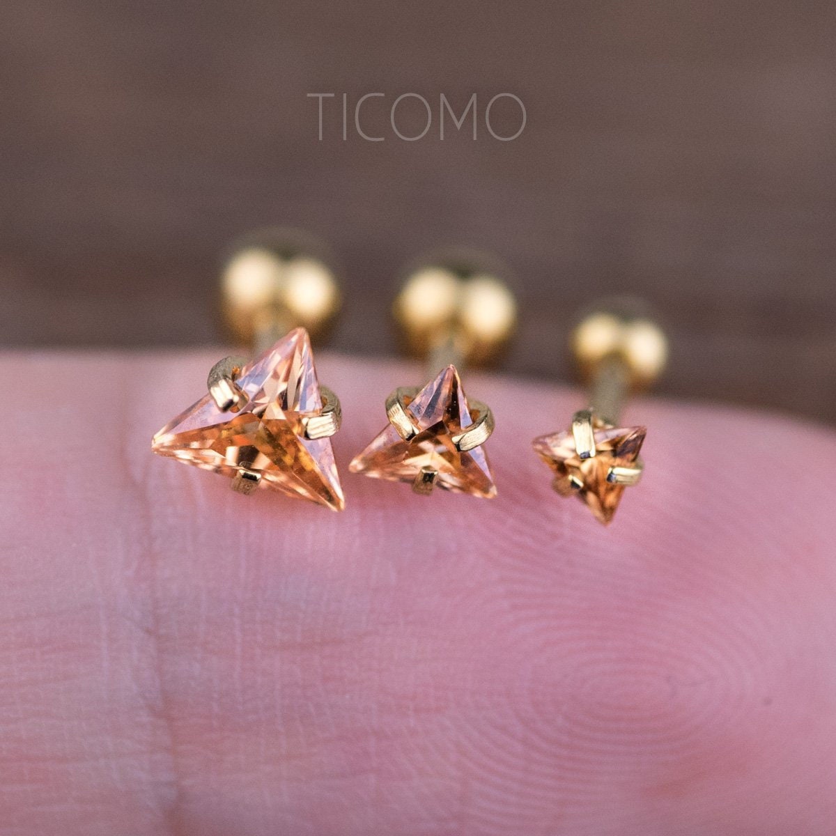 Triangle Zircon 16G Triple Cartilage Piercing Helix Piercing | Etsy