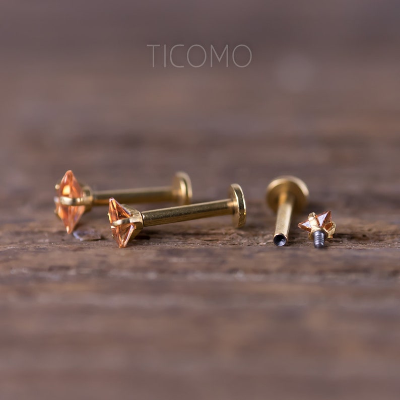 Triangle Zircon 16G Triple Cartilage Piercing Helix Piercing - Etsy