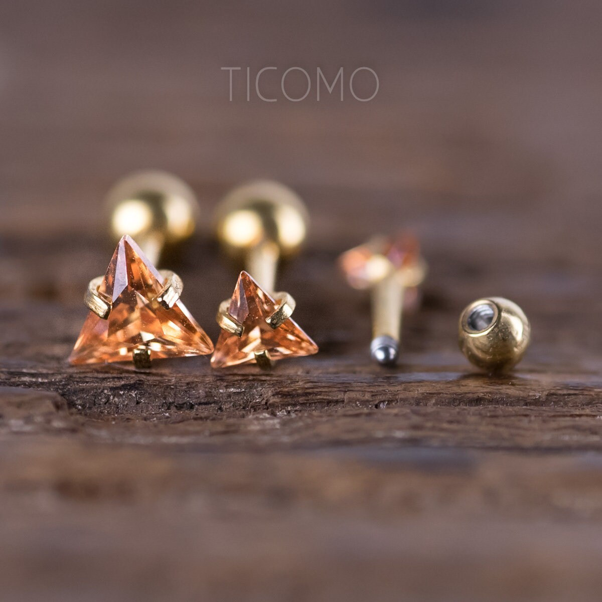 Triangle Zircon 16G Triple Cartilage Piercing Helix Piercing | Etsy