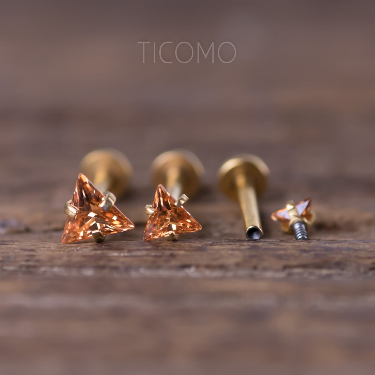 Triangle Zircon 16G Triple Cartilage Piercing Helix Piercing | Etsy