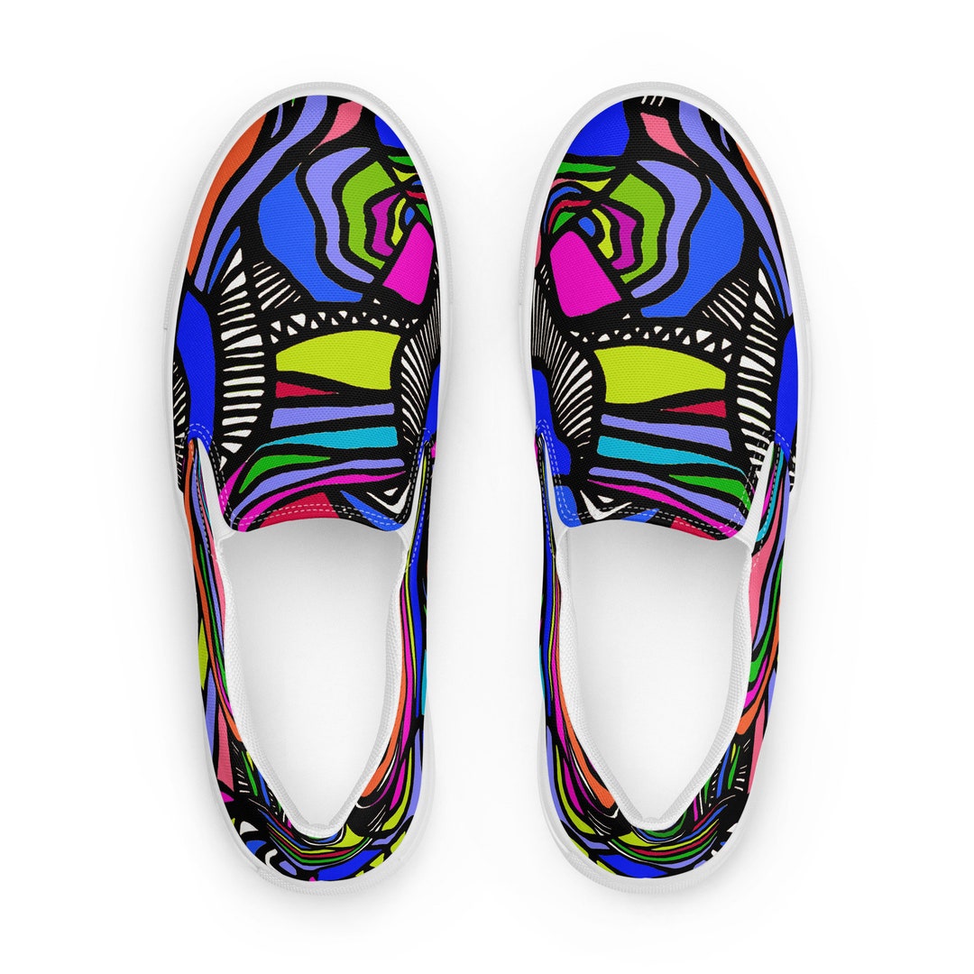 Vibrant Multi-color Slip-on Sneakers - Etsy