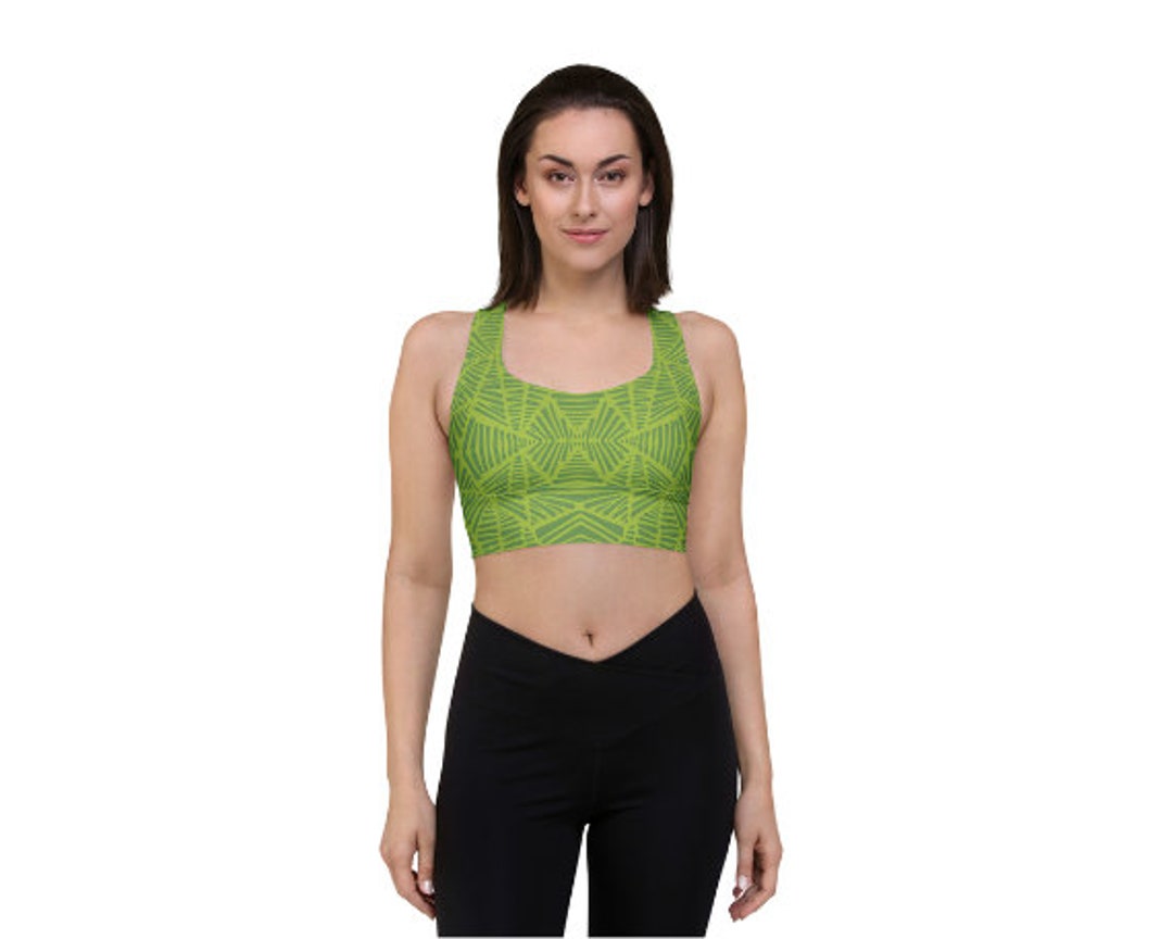 Green Zebra Print Geometric Longline Sports Bra - Etsy