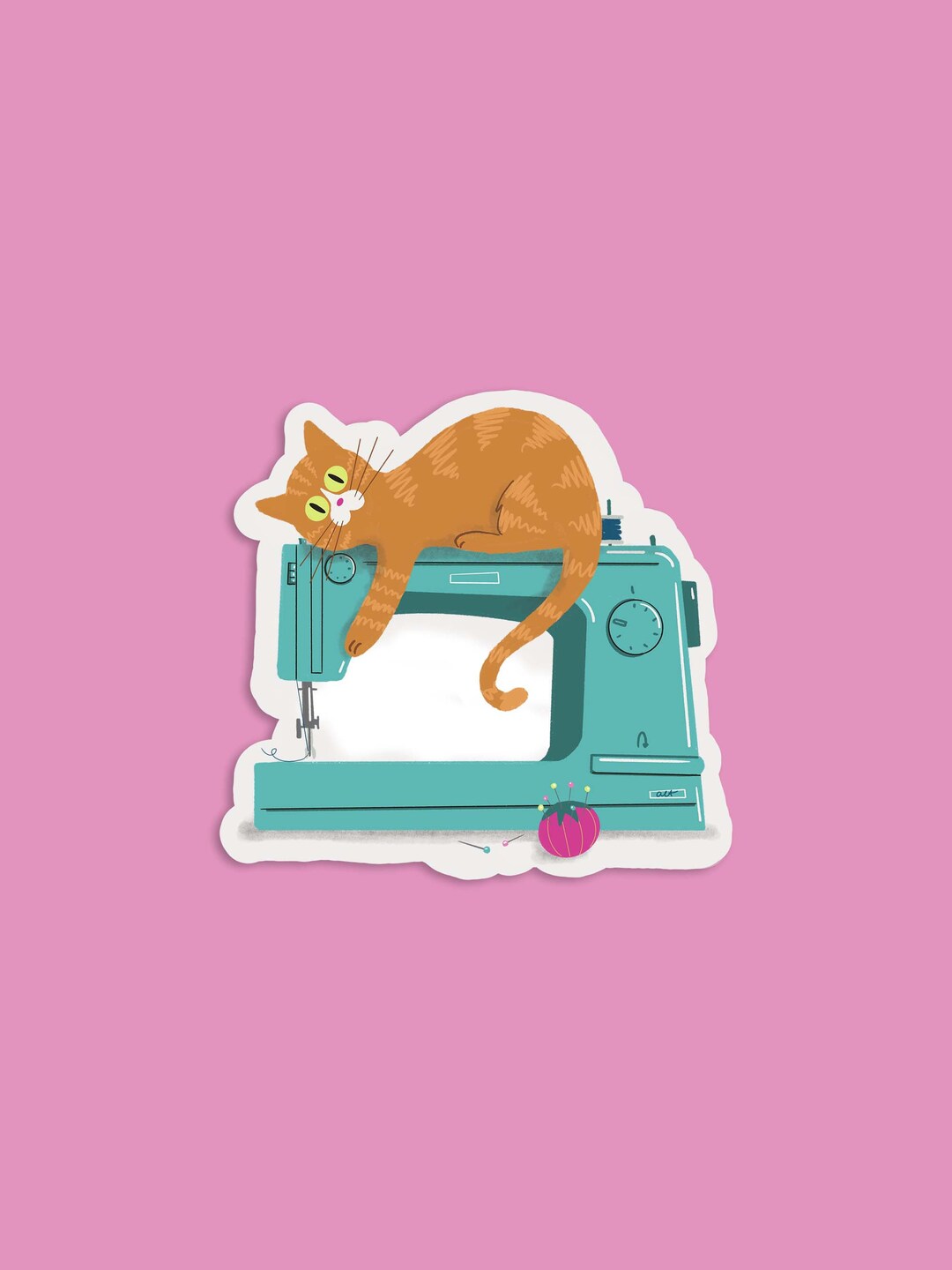 Sewing With Cats Sticker - Etsy