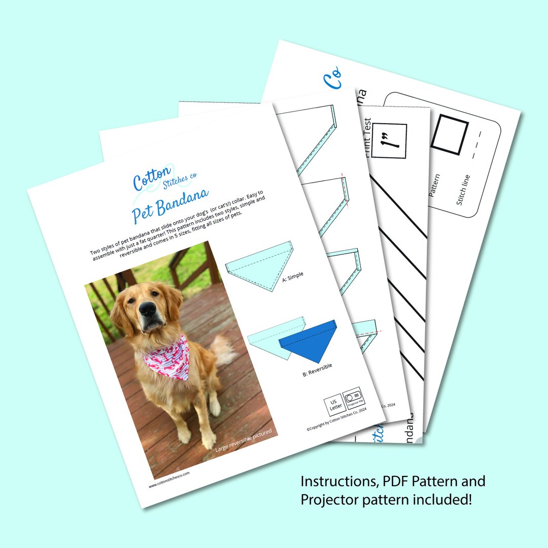 Dog Bandana Sewing Pattern- Download (PDF and Projector) - Etsy