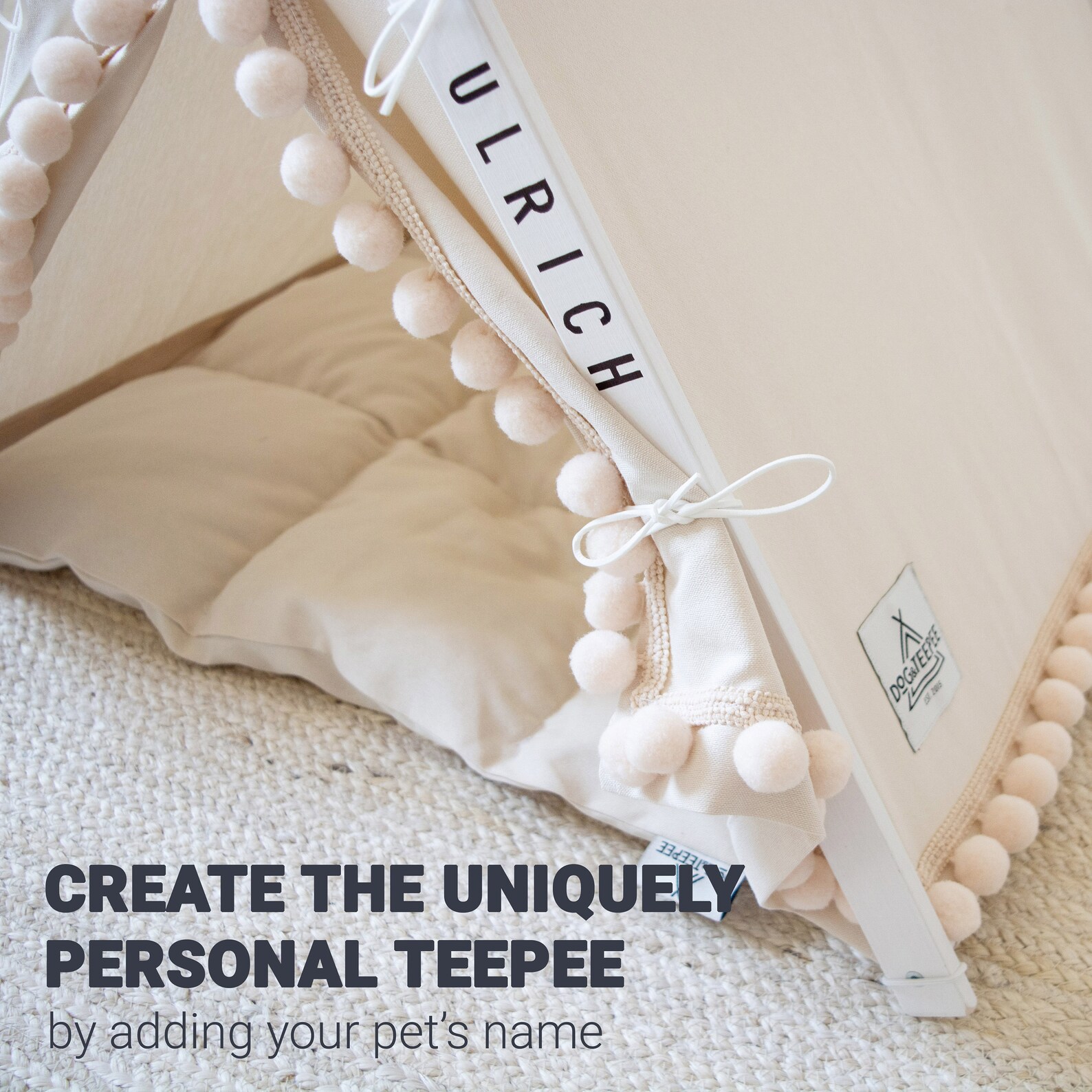 Beige Dog Teepee Bed. Personalized Pet Teepee Tent. - Etsy