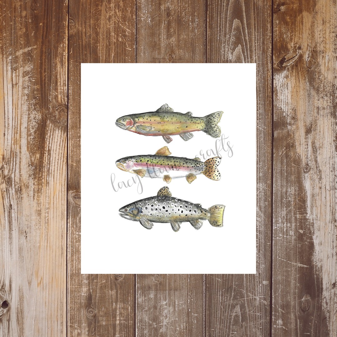 Trout 8x10 Watercolor Print / Hand Painted / Watercolor / Fish ...
