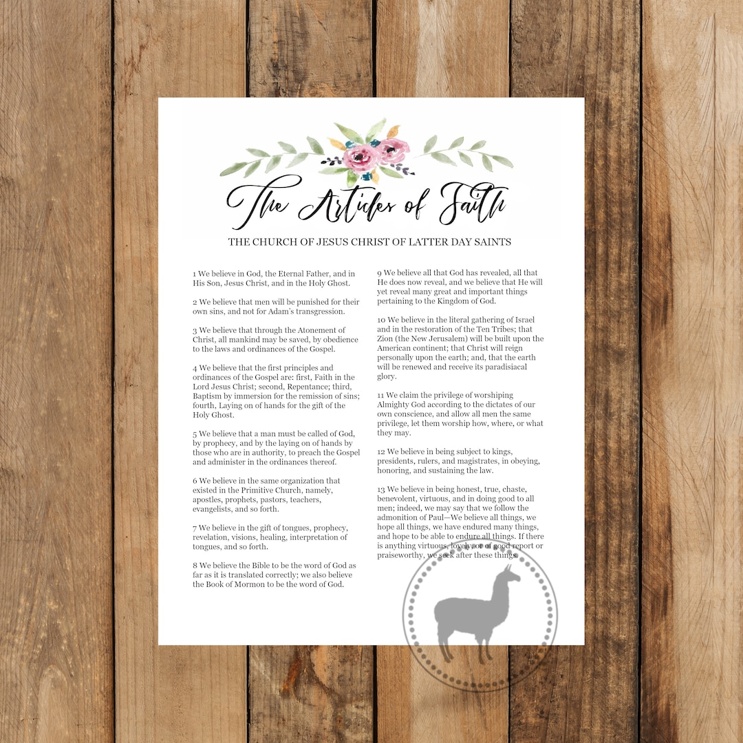 The Articles of Faith/ Church of Jesus Christ of Latter Days Saints ...